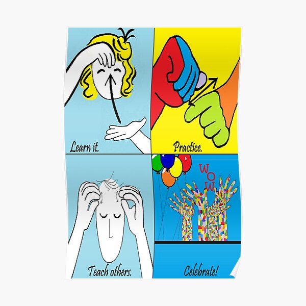 "ASL Steps to Success" Poster for Sale by EloiseArt | Redbubble