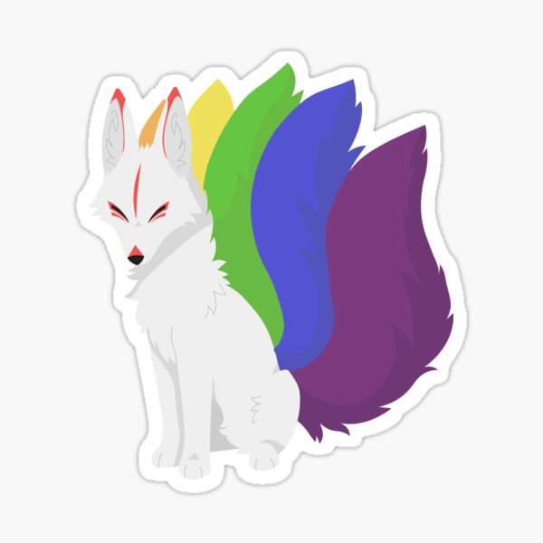 "Simplistic Kitsune - Rainbow! (White)" Sticker by storm-fox-art ...