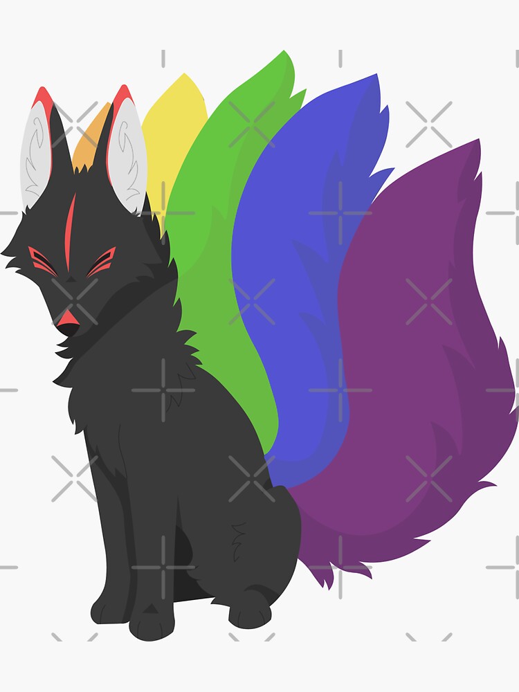 "Simplistic Kitsune - Rainbow! (Black)" Sticker for Sale by storm-fox ...
