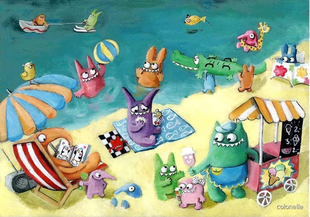 "Monster Summer Time on the Beach" by colonelle | Redbubble