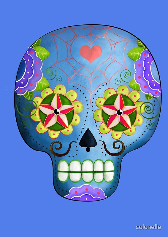 "Blue Mexican Sugar Skull" by colonelle | Redbubble