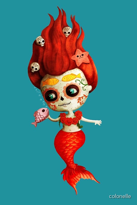 "The Day of The Dead Mermaid" by colonelle | Redbubble