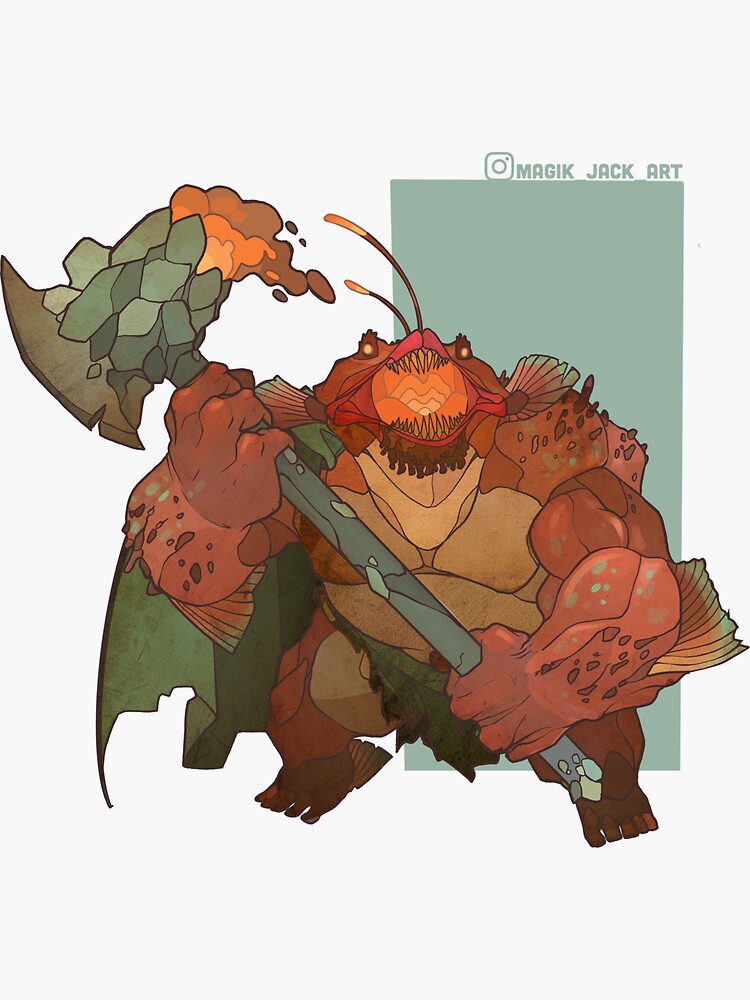 "Benthic Barbarian - Monkfish" Sticker for Sale by MrMagikMan | Redbubble