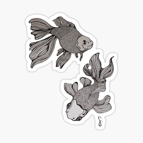 "Illustrated Goldfish" Sticker by skidd-design | Redbubble