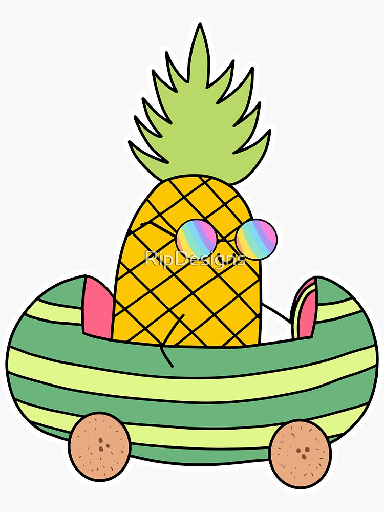 "Pineapple Driving Sticker" Sticker by RipDesigns | Redbubble