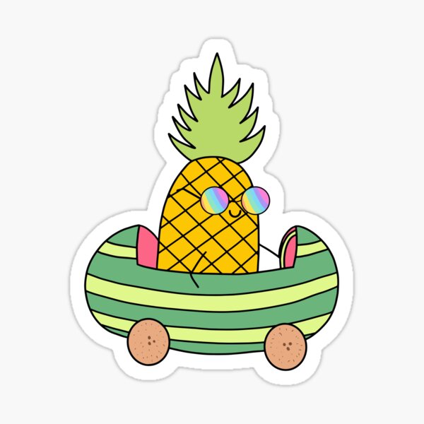 "Pineapple Driving Sticker" Sticker by RipDesigns | Redbubble