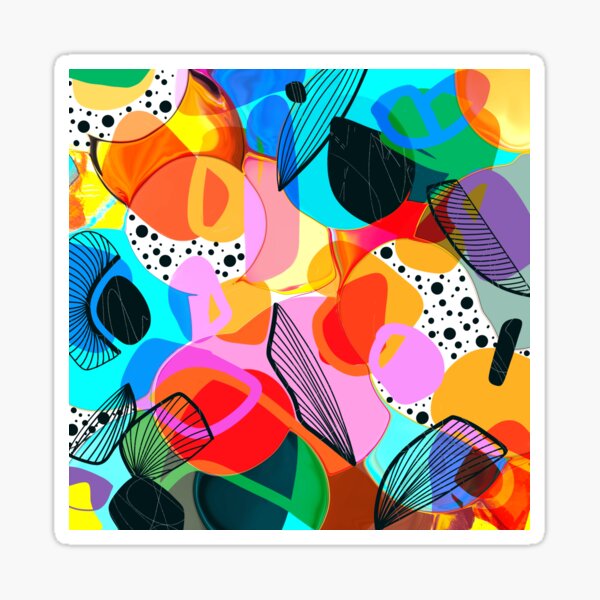 "Bright and bold multicolor digital abstract design" Sticker for Sale ...