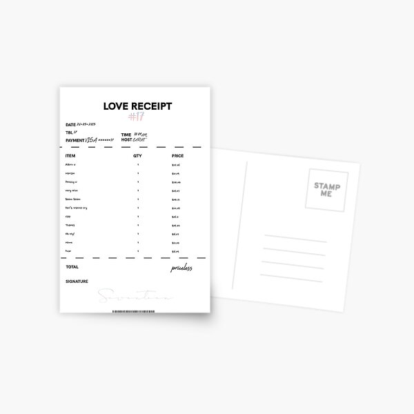 "SEVENTEEN Love Receipt" Postcard for Sale by Peachaso