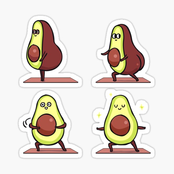 "Warrior II Avocado Yoga" Sticker for Sale by Huebucket | Redbubble