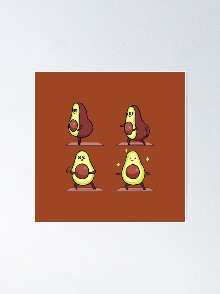 "Warrior II Avocado Yoga" Poster for Sale by Huebucket | Redbubble