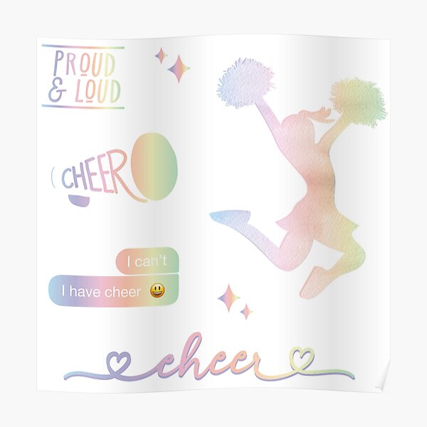 "Pastel Rainbow Watercolor Cheer Cheerleading Pack" Poster by The-Goods ...