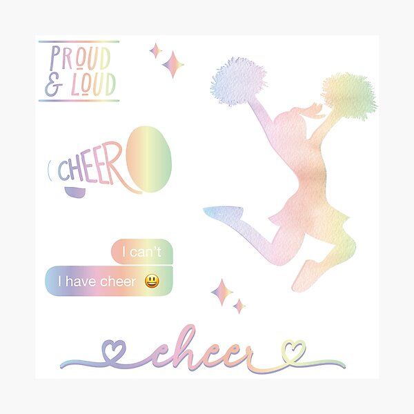 "Pastel Rainbow Watercolor Cheer Cheerleading Pack" Photographic Print ...