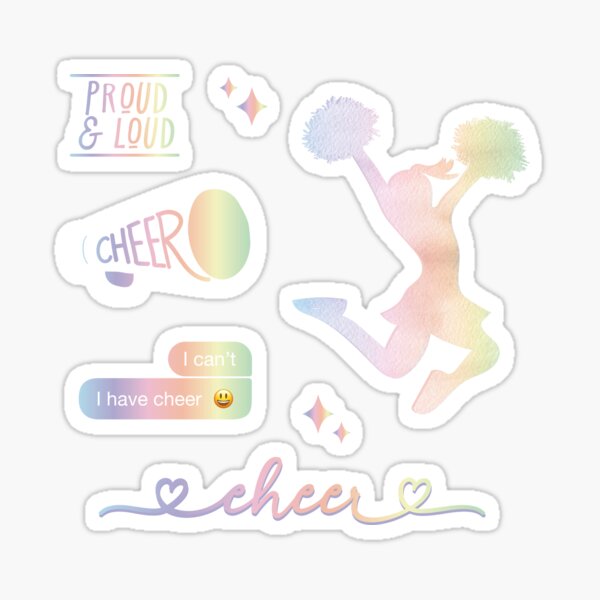 "Pastel Rainbow Watercolor Cheer Cheerleading Pack" Sticker for Sale by ...