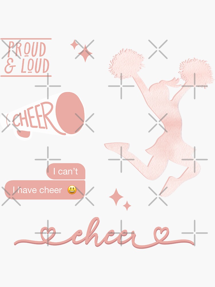 "Peach Blush Pink Watercolor Cheer Cheerleading Pack" Sticker for Sale ...