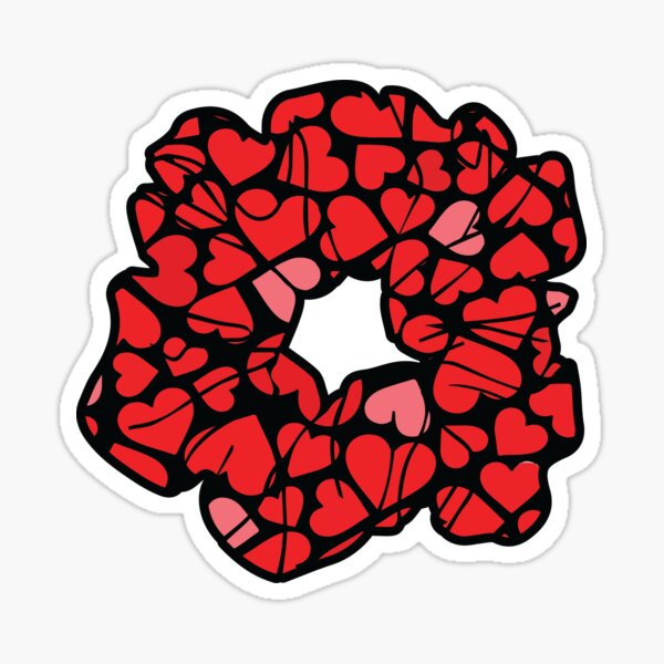 "Cute Red Heart Scrunchie" Sticker by designclub | Redbubble