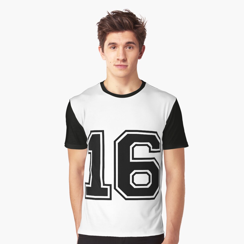 "Varsity Team Sports Uniform Number #16 - Black" Sticker for Sale by ...