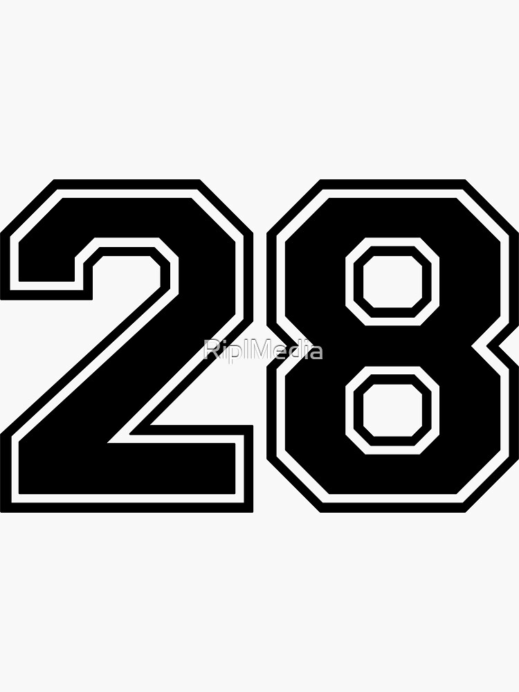 "Varsity Team Sports Uniform Number #28 - Black" Sticker for Sale by ...