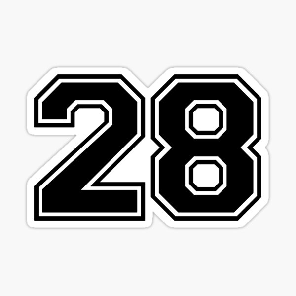 "Varsity Team Sports Uniform Number #28 - Black" Sticker for Sale by ...