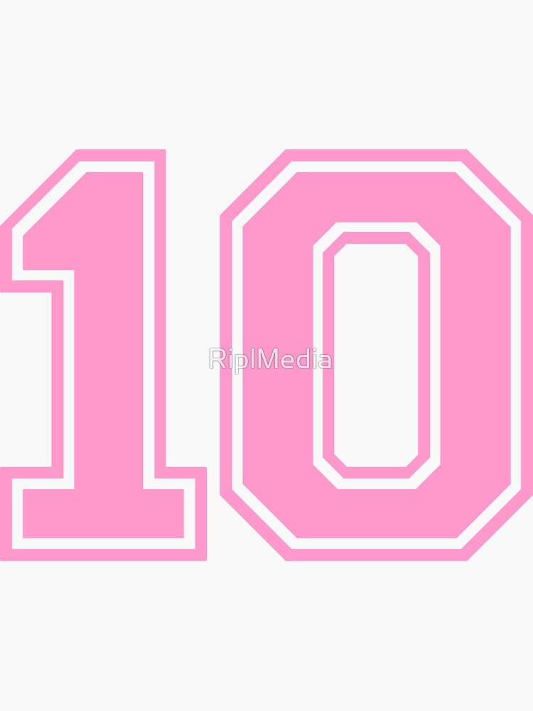 "Varsity Team Sports Uniform Number #10 - pink" Sticker for Sale by ...