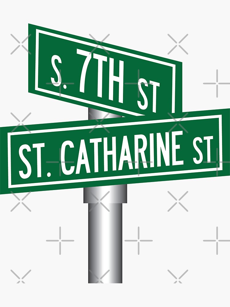 "7th St/St Catharine's St sign Bucknell" Sticker for Sale by lshaff ...