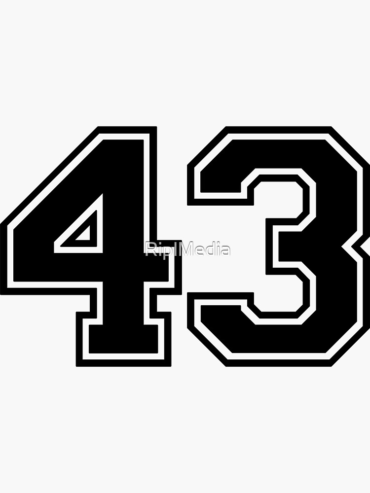 "Varsity Team Sports Uniform Number #43 - Black" Sticker by RiplMedia ...
