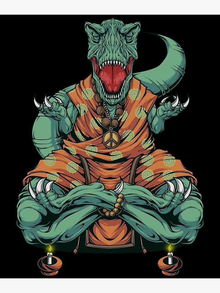 "Dinosaur T-Rex with Yoga Zen Buddha " Canvas Print by Sven19864 ...