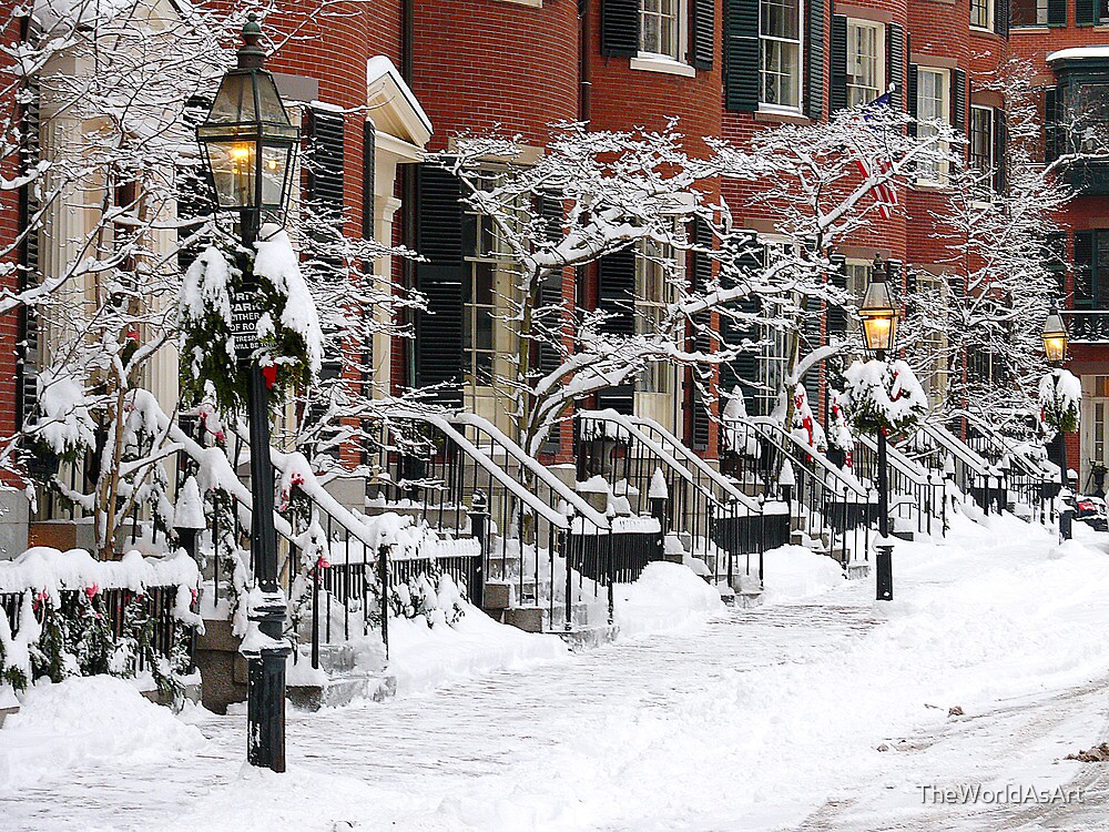 "Boston Brownstones - Snow Painted Ladies" by TheWorldAsArt | Redbubble