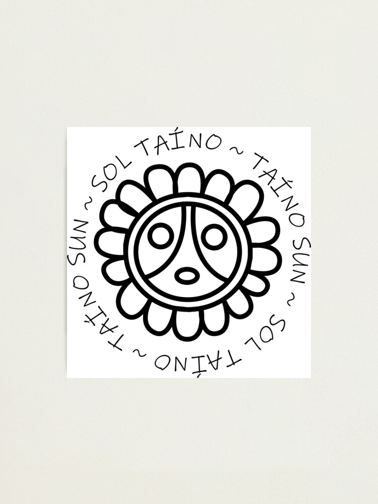 "Puerto Rican Taino Sun Boricua Tainos Art Black" Photographic Print by ...