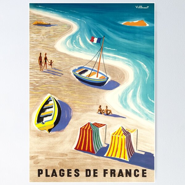"Vintage France Beaches Villemot Travel Poster" Poster for Sale by retrographics | Redbubble