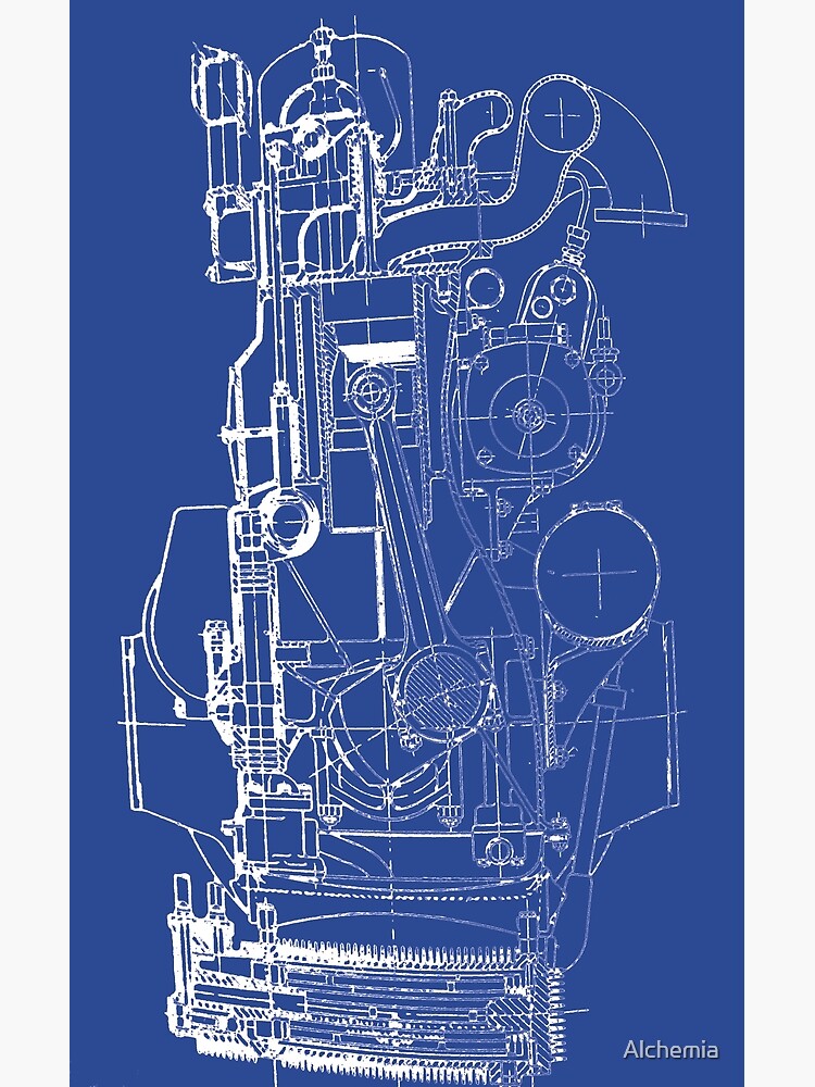 " Overhead Valve Diesel Engine Drawing" Photographic Print by Alchemia ...