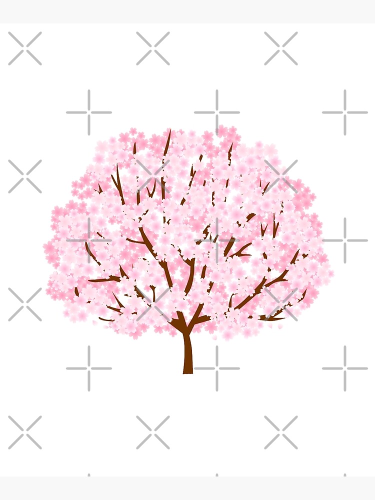 Japanese Cherry Blossom Tree Cartoon Cute Pink Sakura Tree With Twigs