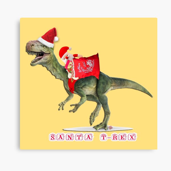 "Santa Claus Dinosaurs T-Rex (by ACCI) with Toy Bag" Canvas Print by ...