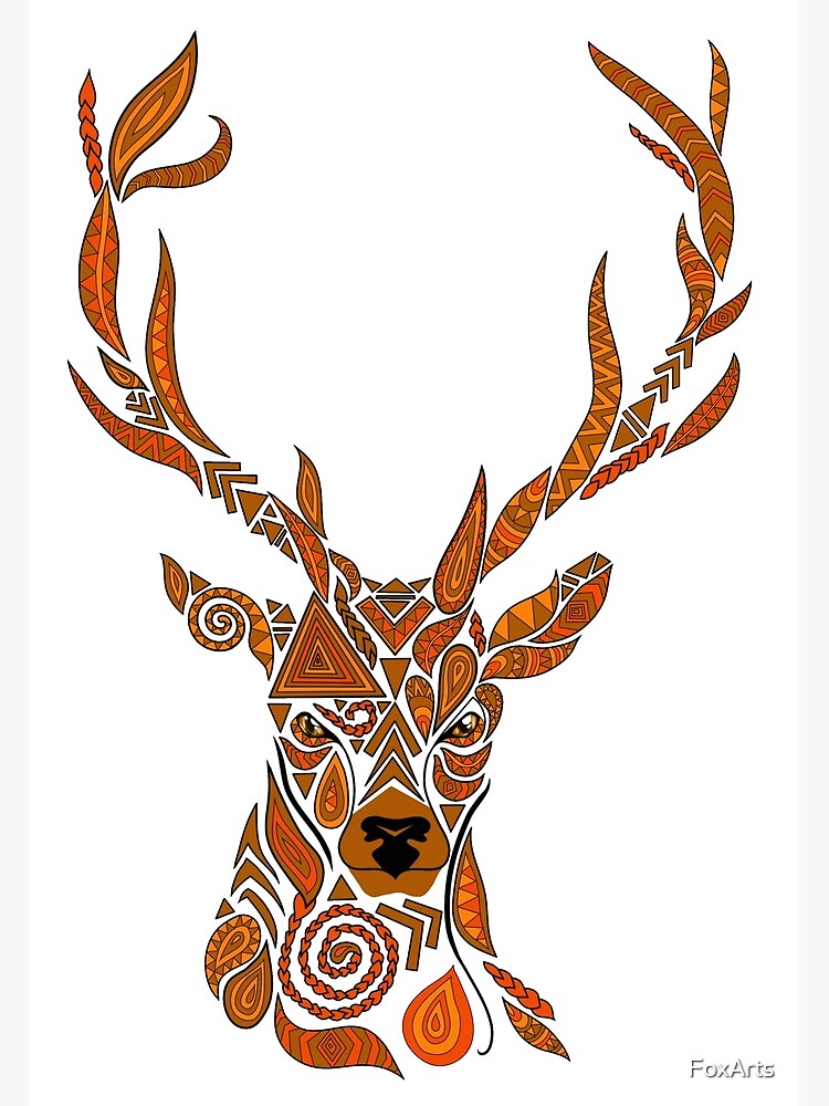 "Geo-Stag Brown " Poster by FoxArts | Redbubble