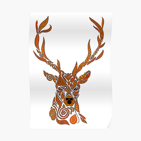 "Geo-Stag Brown " Poster by FoxArts | Redbubble