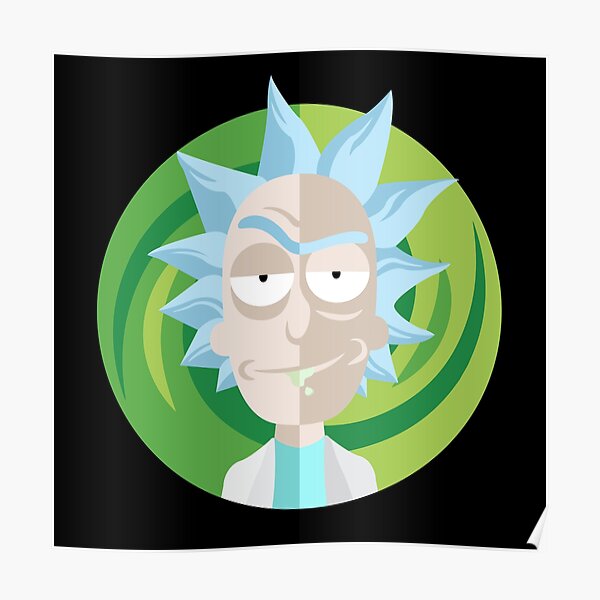 "Rick and Morty - Rick Sanchez face Illustration Sticker" Poster by ...