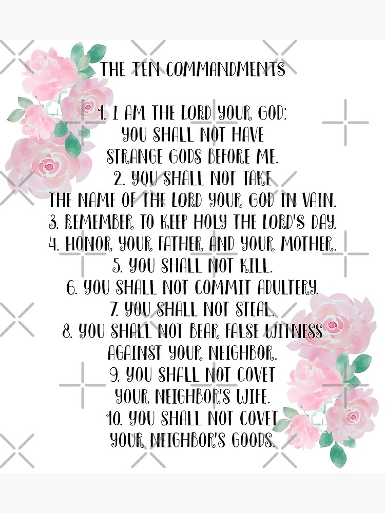 "The Ten Commandments, Watercolour flowers, watercolor flowers" Canvas ...