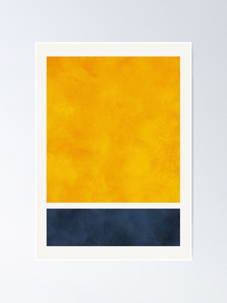 "Mid Century Minimal Abstract - Blue and Yellow" Poster by Blue-Banana ...