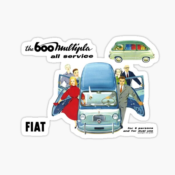 "FIAT 600 MULTIPLA" Sticker by ThrowbackM2 | Redbubble