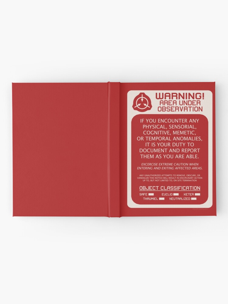 Scp Foundation Red Warning Signage Red Background Hardcover Journal