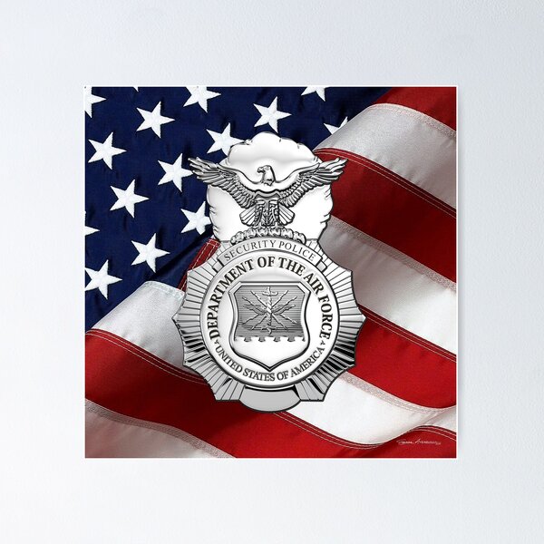 "U.S. Air Force Security Forces - SECFOR Badge over American Flag ...