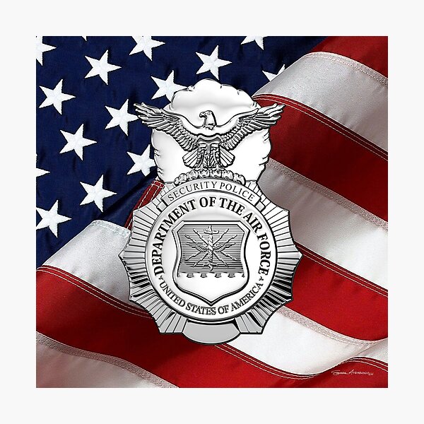 "U.S. Air Force Security Forces - SECFOR Badge over American Flag ...