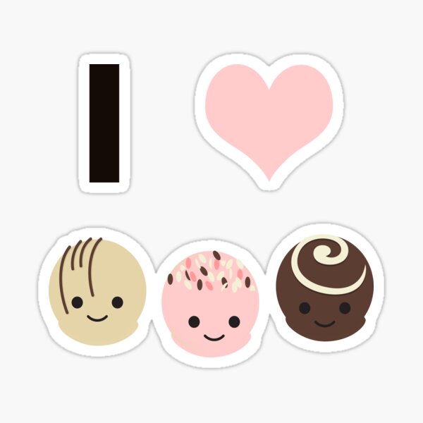 "Cute Kawaii I Love Chocolate Truffles" Sticker for Sale by Eggtooth ...