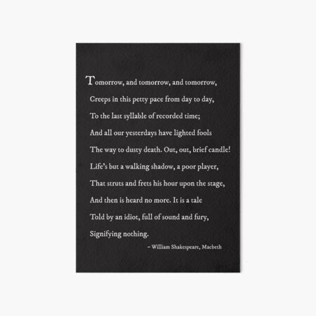 "'Tomorrow, and tomorrow, and tomorrow...' Macbeth Speech Shakespeare ...