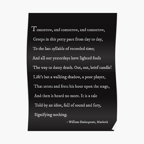 "'Tomorrow, and tomorrow, and tomorrow...' Macbeth Speech Shakespeare ...