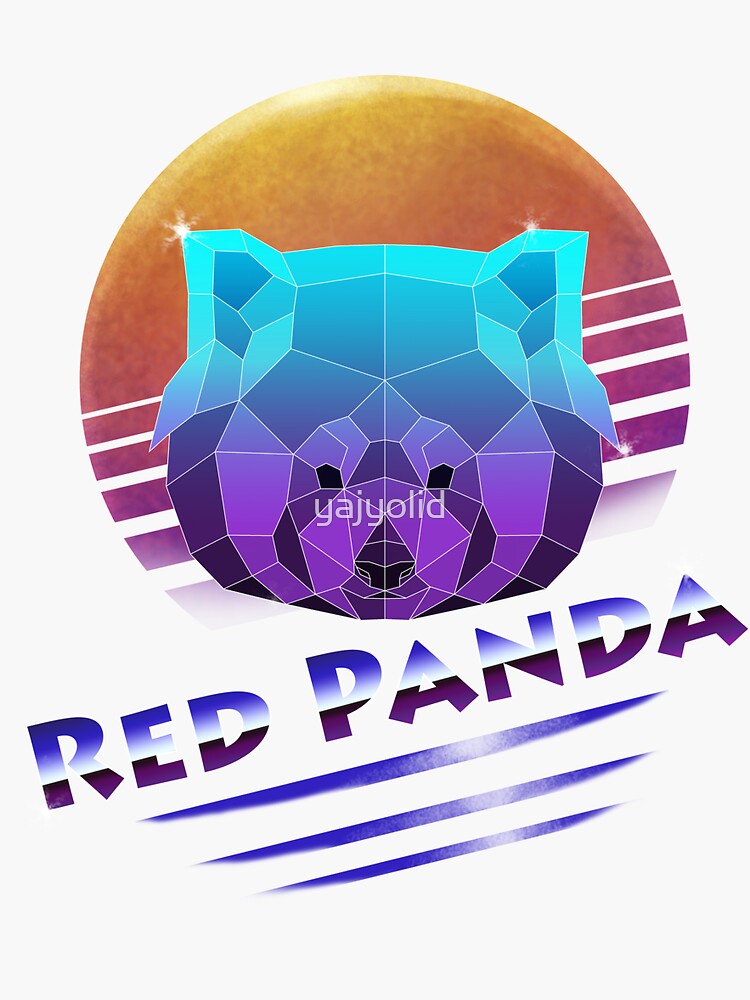 "80s Retro Red Panda" Sticker by yajyolid | Redbubble