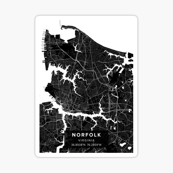 "Norfolk VA Map " Sticker for Sale by Kara515 | Redbubble