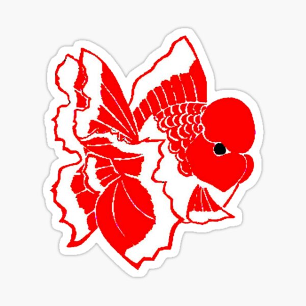 "Oranda Red and White Goldfish Logo 102" Sticker by Nosnah | Redbubble