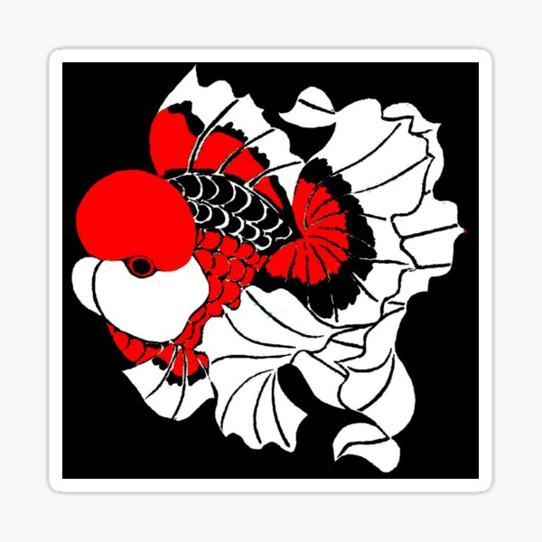 "Oranda Tri Color Goldfish Logo 103c" Sticker for Sale by Nosnah ...