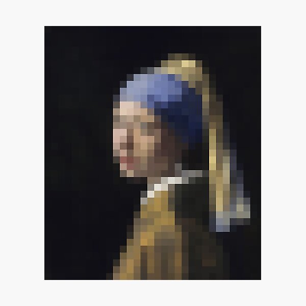 "Vermeer Girl with a Pearl Earring - Pixel Art" Photographic Print by ...