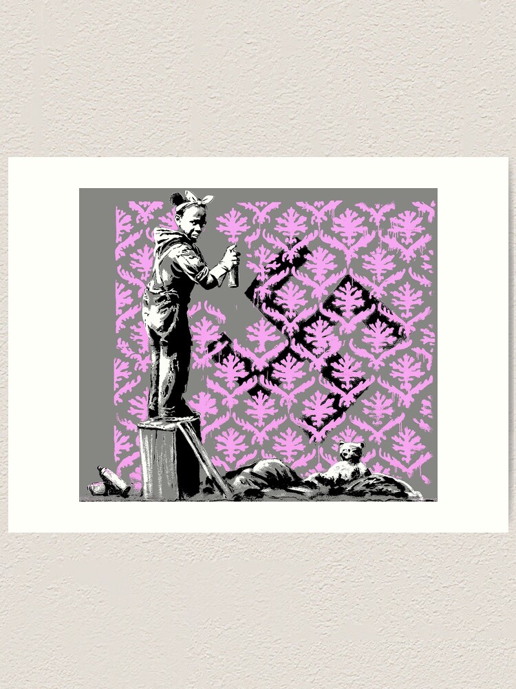 "Banksy Girl painting over a swastika cross" Art Print for Sale by ...
